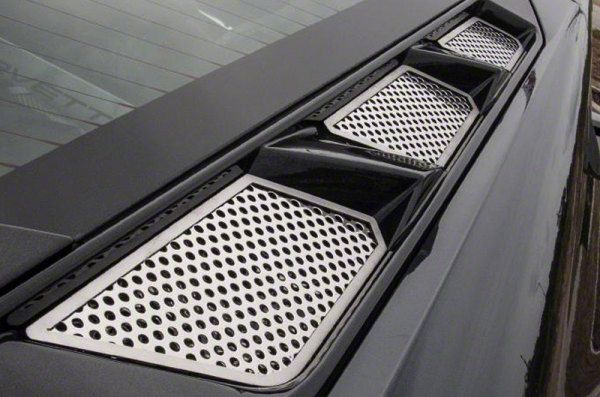Corvette Perforated Rear Hood Vent Inserts; Polished (20-24 Corvette C8 ...