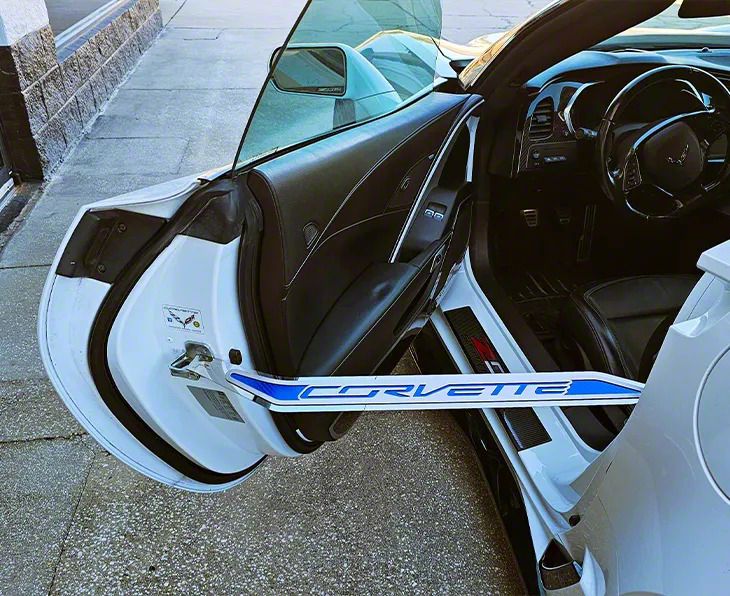 Corvette Polished/Brushed Stainless Door Prop with Red Carbon Fiber ...