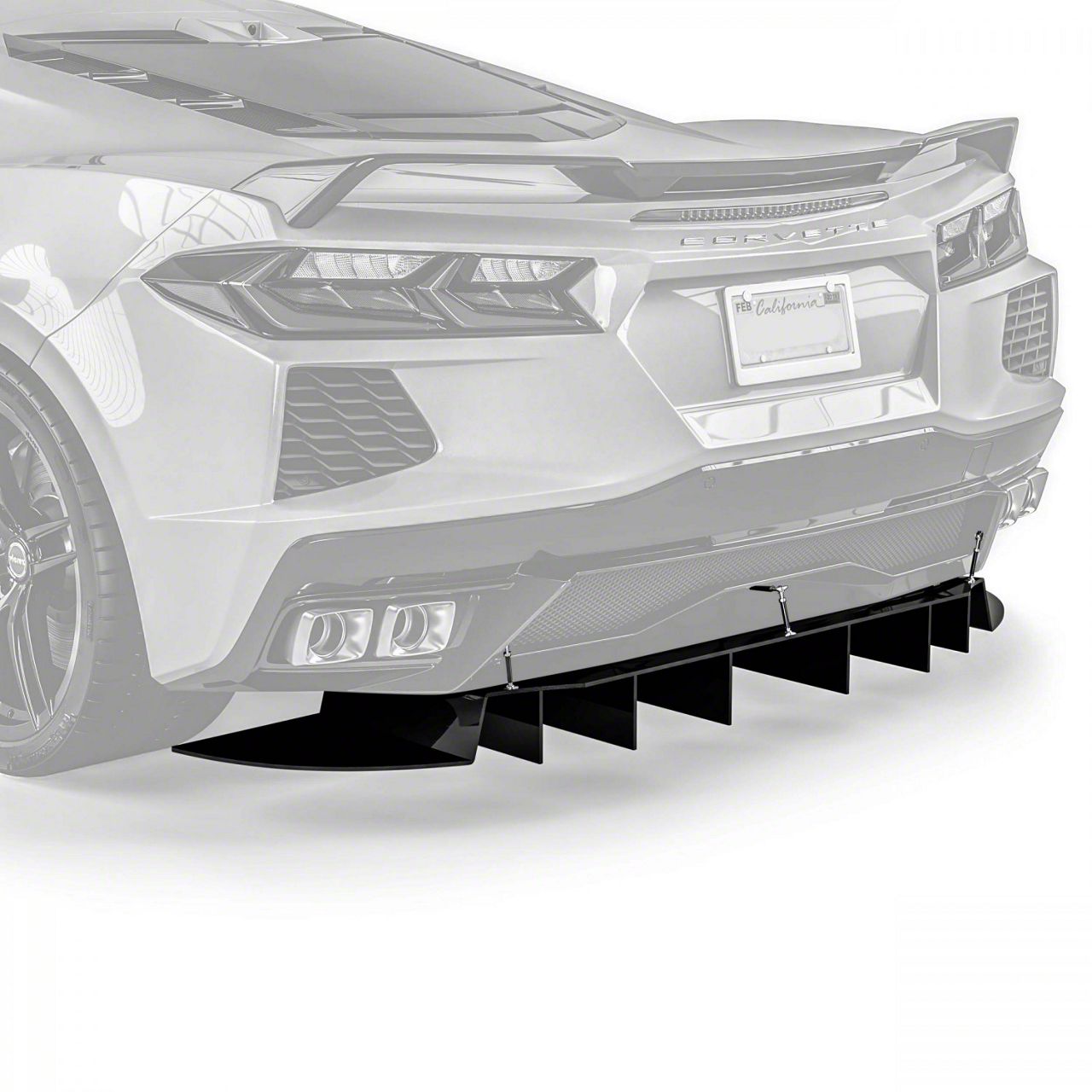 Corvette R1 Rear Diffuser; Gloss Carbon Fiber Vinyl (20-24 Corvette C8 ...