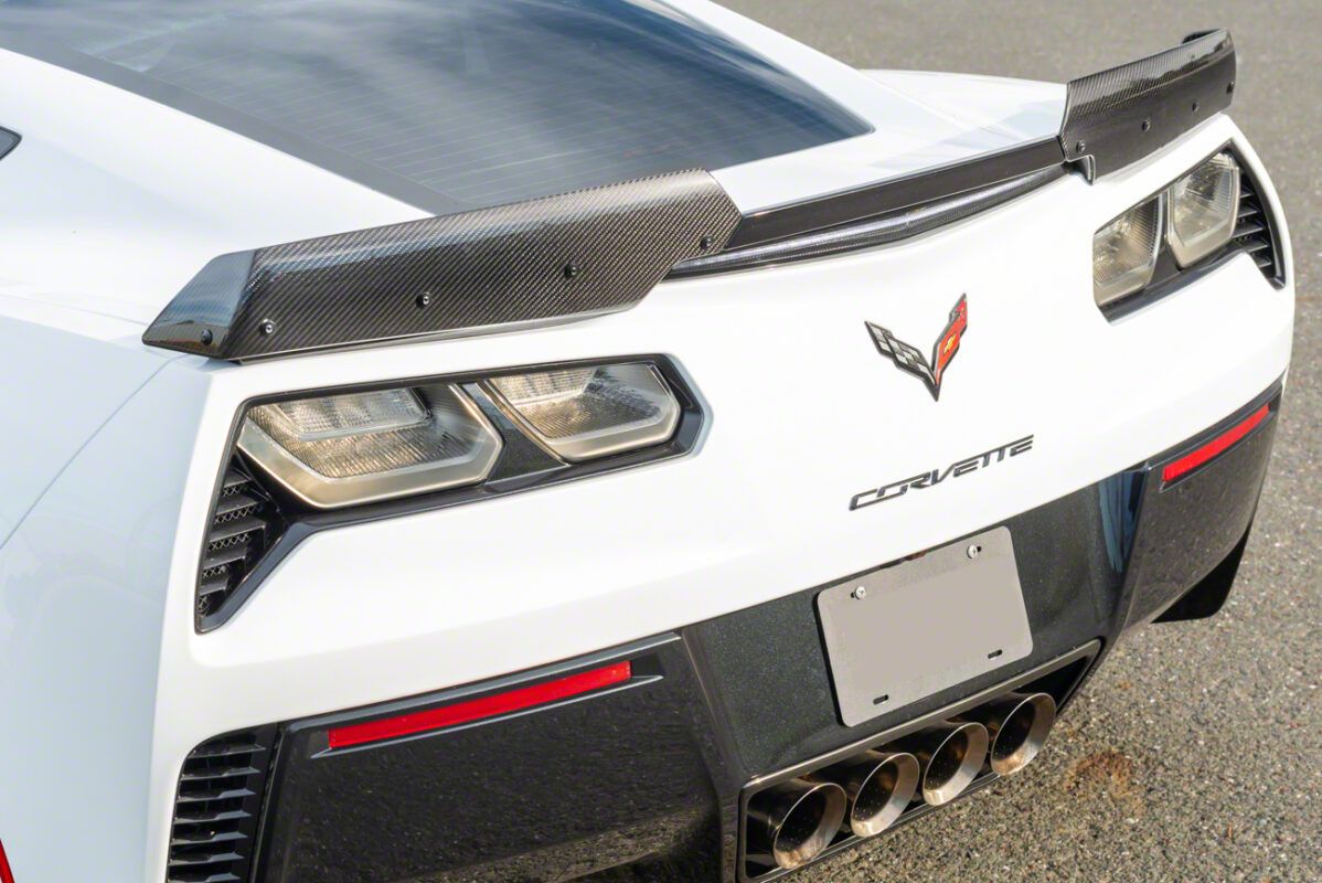 Corvette Rear Spoiler Side Winglets; Carbon Fiber (14-19 Corvette C7 w ...