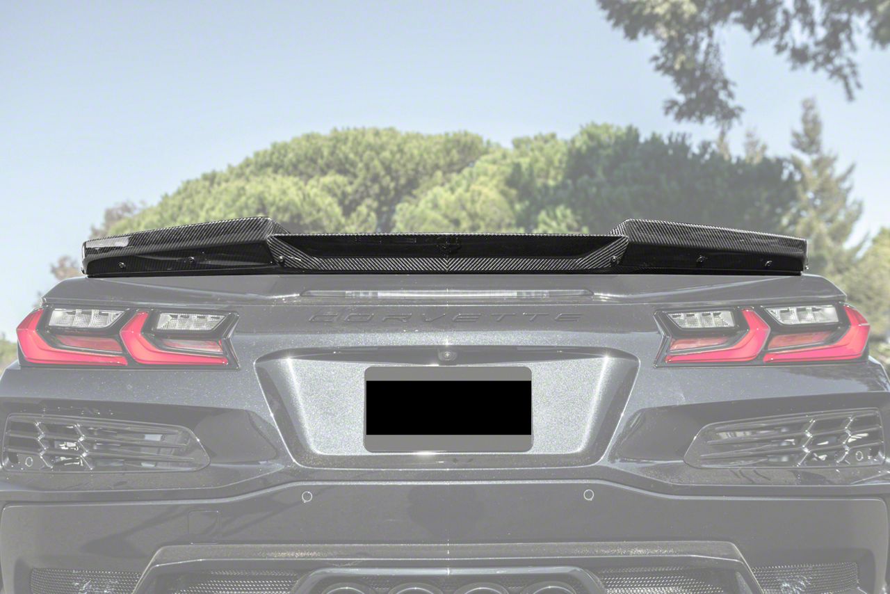Corvette Rear Spoiler with Winglet and Wicker Bill; Carbon Fiber (23-26 ...