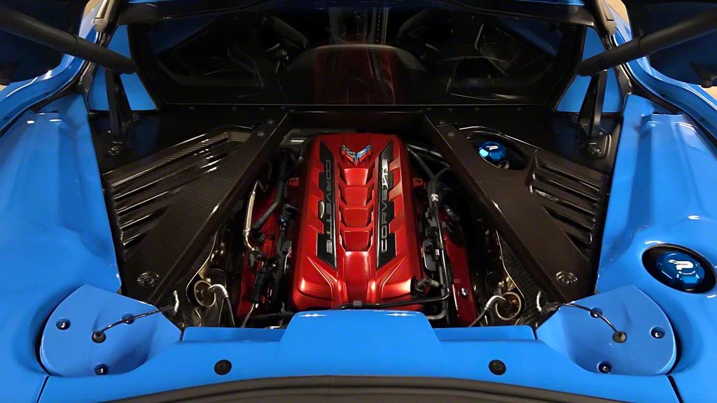 Corvette Rear Strut Tower Covers; Glossy Black (20-24 Corvette C8 w/o ...