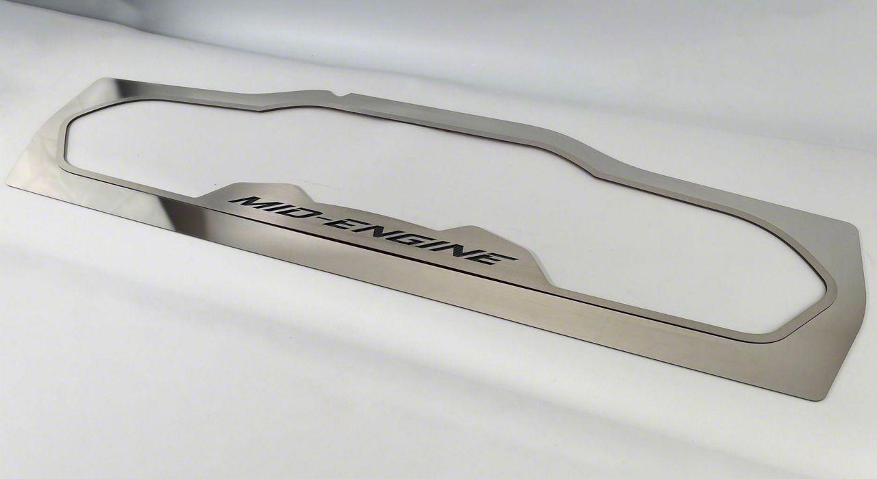 Corvette Rear Window Frame with Mid Engine Logo Inlay; Polished with ...