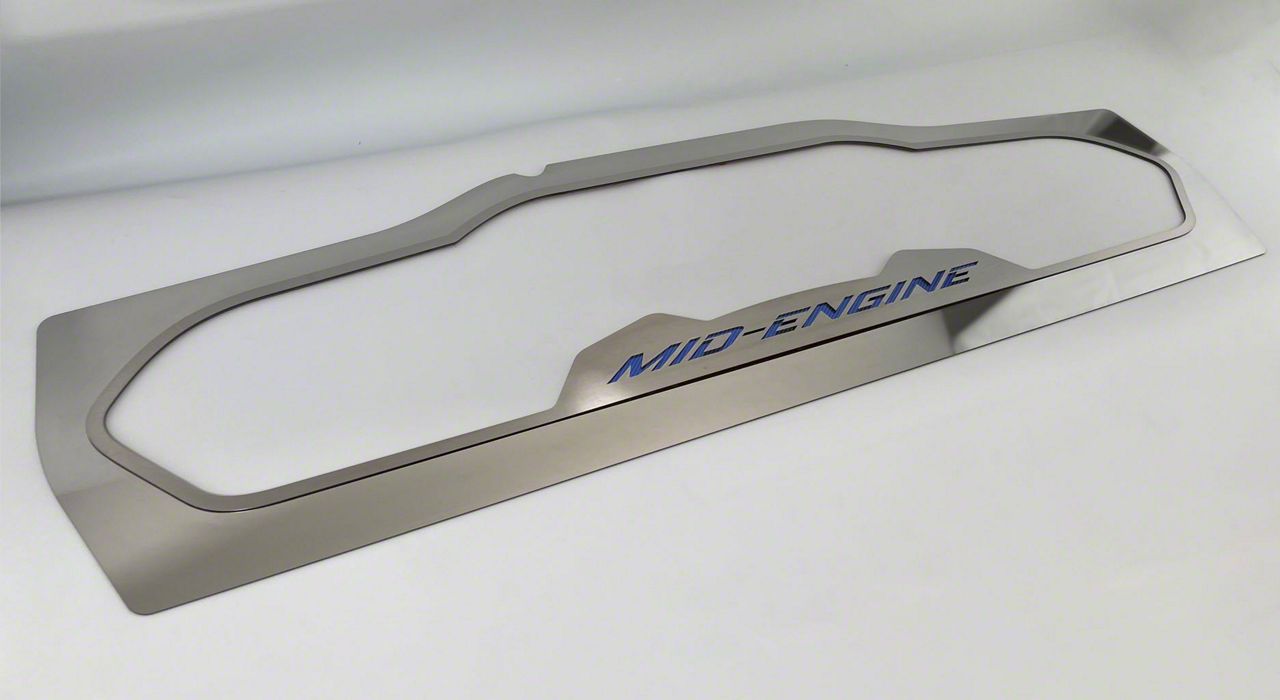Corvette Rear Window Frame with Mid Engine Logo Inlay; Polished with ...
