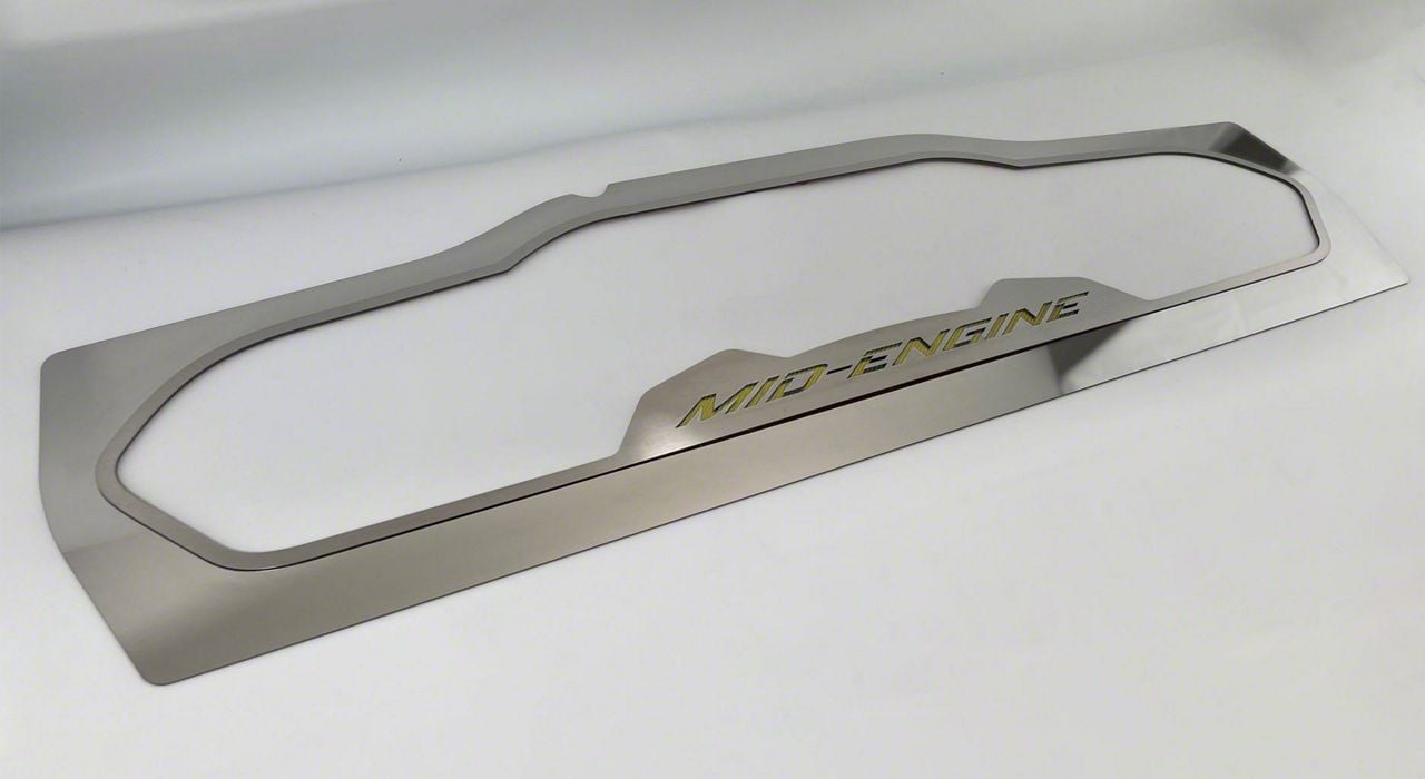 Corvette Rear Window Frame with Mid Engine Logo Inlay; Polished with ...