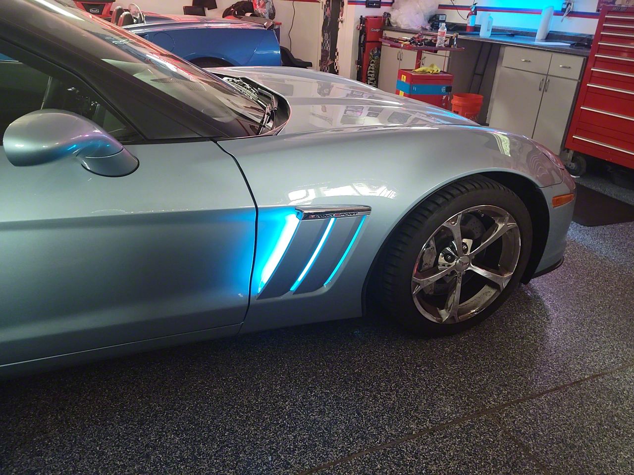 Corvette Remote Controlled Fender Cove LED Lighting Kit; Aqua (10-13 ...