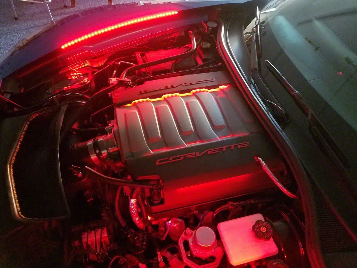 Corvette RGB Complete Engine Bay LED Lighting Kit; Bluetooth (14-19 ...