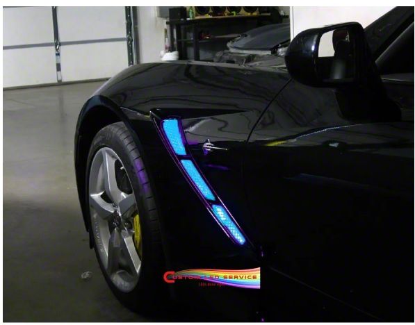 Corvette RGB Fender Cove/Hood Vent LED Lighting Kit; Bluetooth (14-19 ...