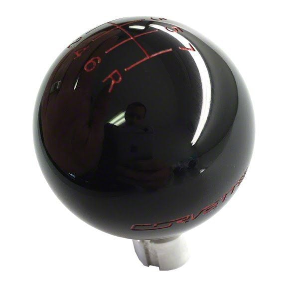 Corvette Shift Knob with Red Shift Pattern and Corvette Logo; Black (14-19 Corvette C7) - Free ...
