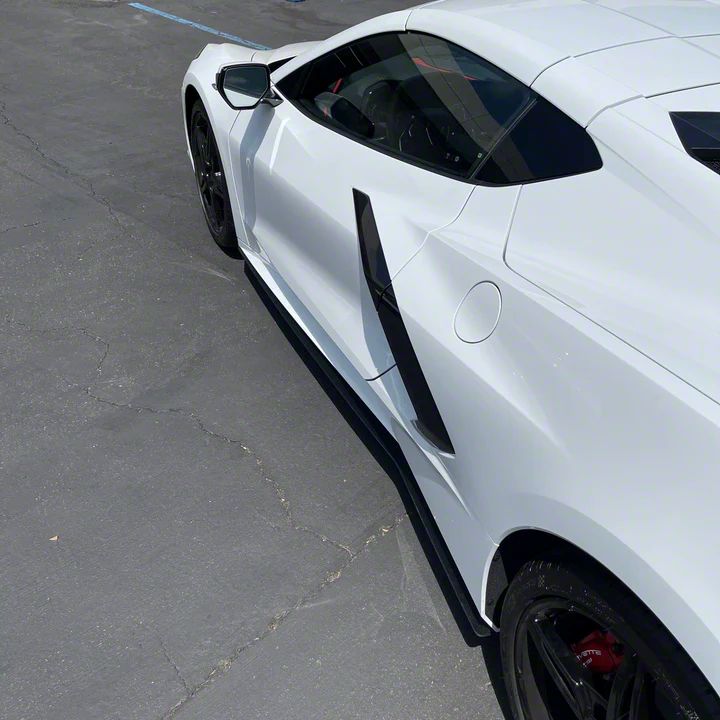 Corvette Side Skirt Extensions; Matte Black (20-25 Corvette C8 w/o ...