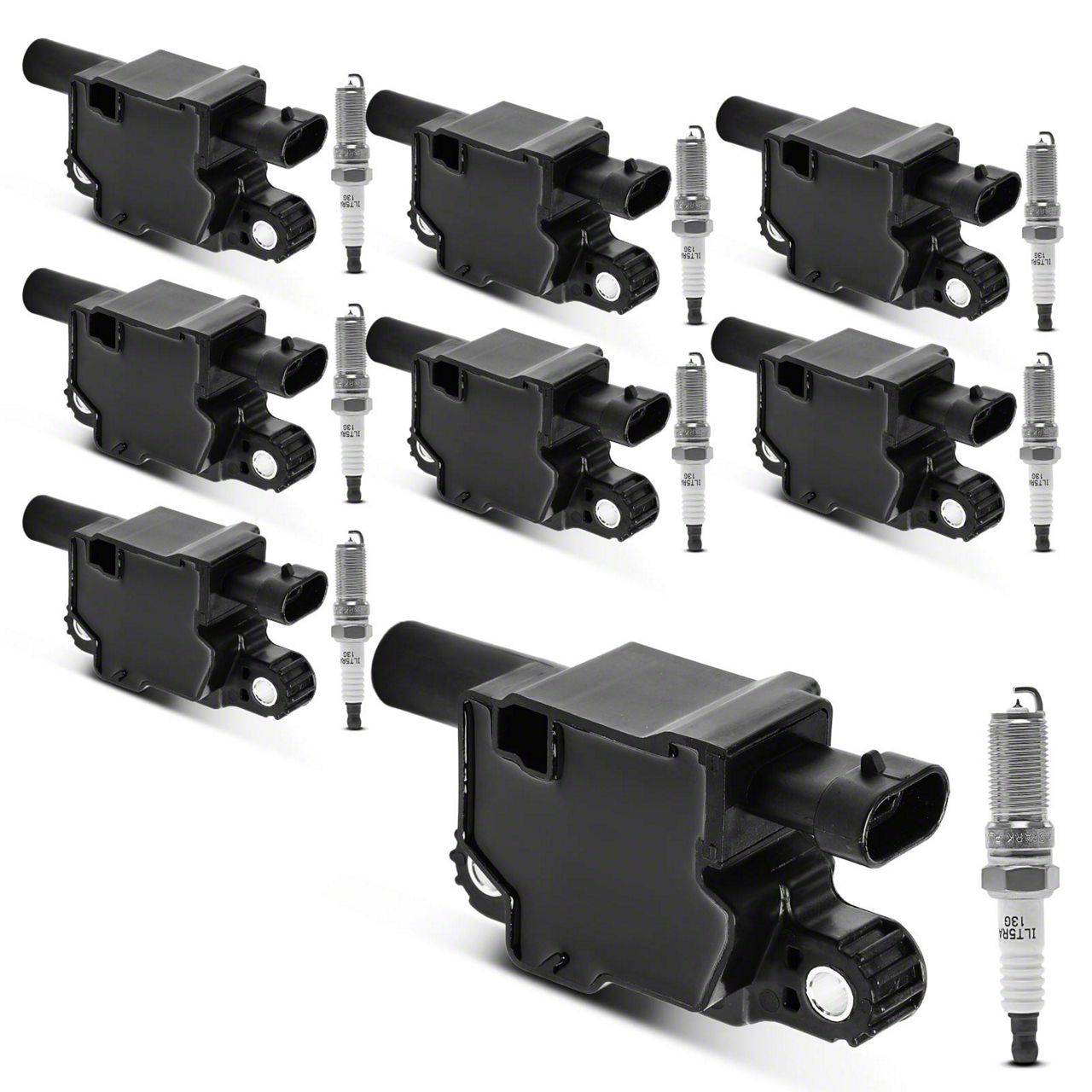 Corvette Square Ignition Coil Set with Iridium Spark Plugs; Black (14 ...