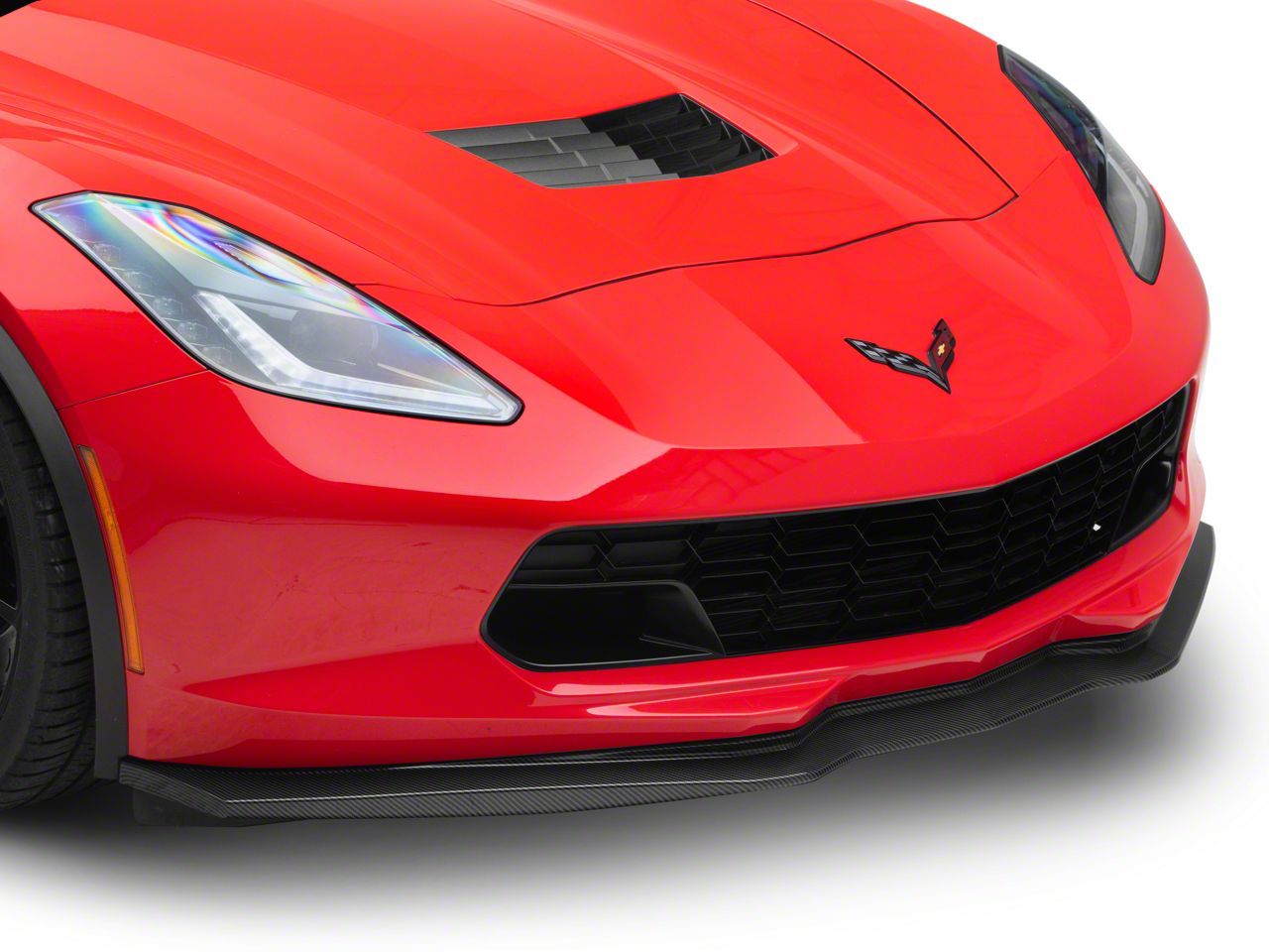 Corvette Stage 2 Central Front Splitter; Hydro-Dripped Carbon (14-19 ...