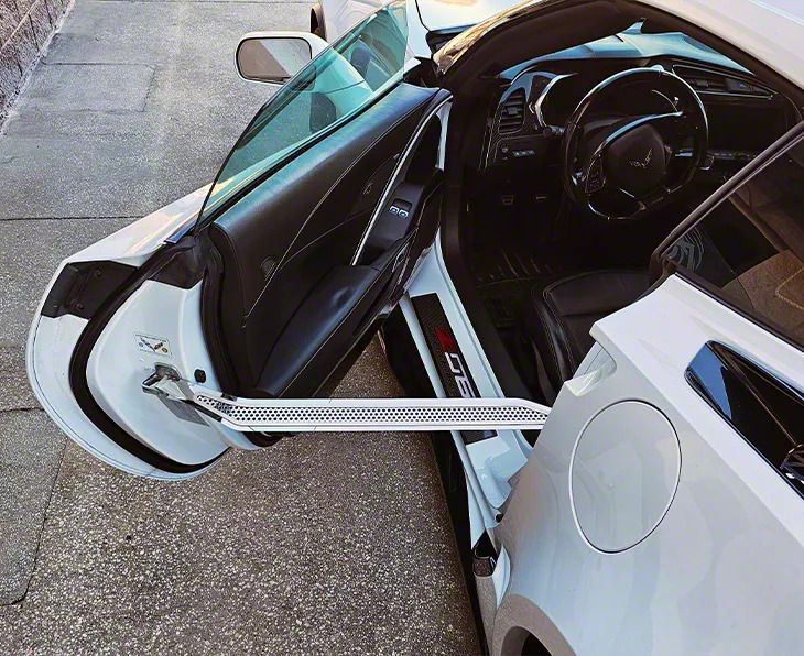 Corvette Stainless Door Prop with Perforated Insert; Driver Side (14-19 ...