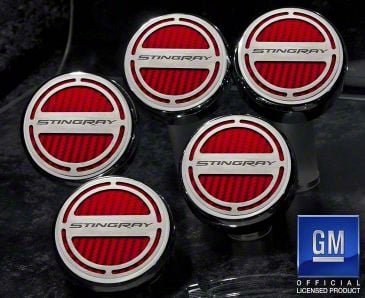 Corvette Stingray Script Fluid Cap Covers; Garnet Red (14-19 Corvette ...