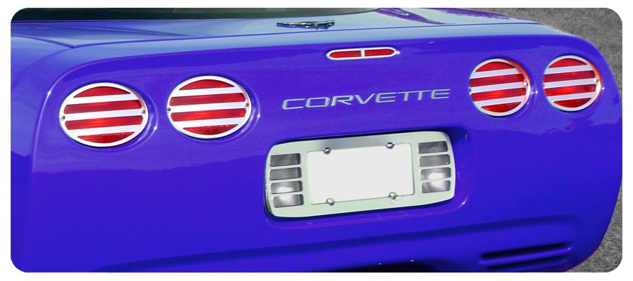 Corvette Tail Light and License Plate Louvers; Chrome (97-04 Corvette ...