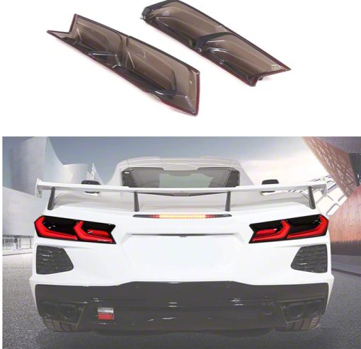 Corvette Tail Light Covers; Smoked Clear (20-26 Corvette C8) - Free ...