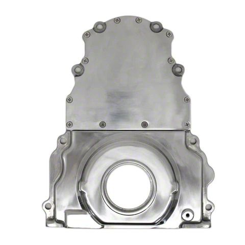 Corvette Two-Piece Timing Cover without Cam Sensor Hole; Polished (97 ...