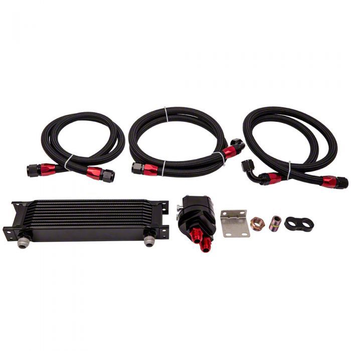 Corvette Universal Engine Oil Cooler with Oil Filter Relocation Kit; 10 ...