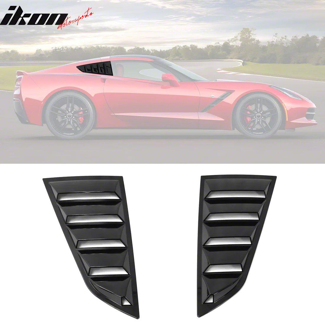 Corvette V2 Style Quarter Window Louvers; Unpainted (14-19 Corvette C7 ...