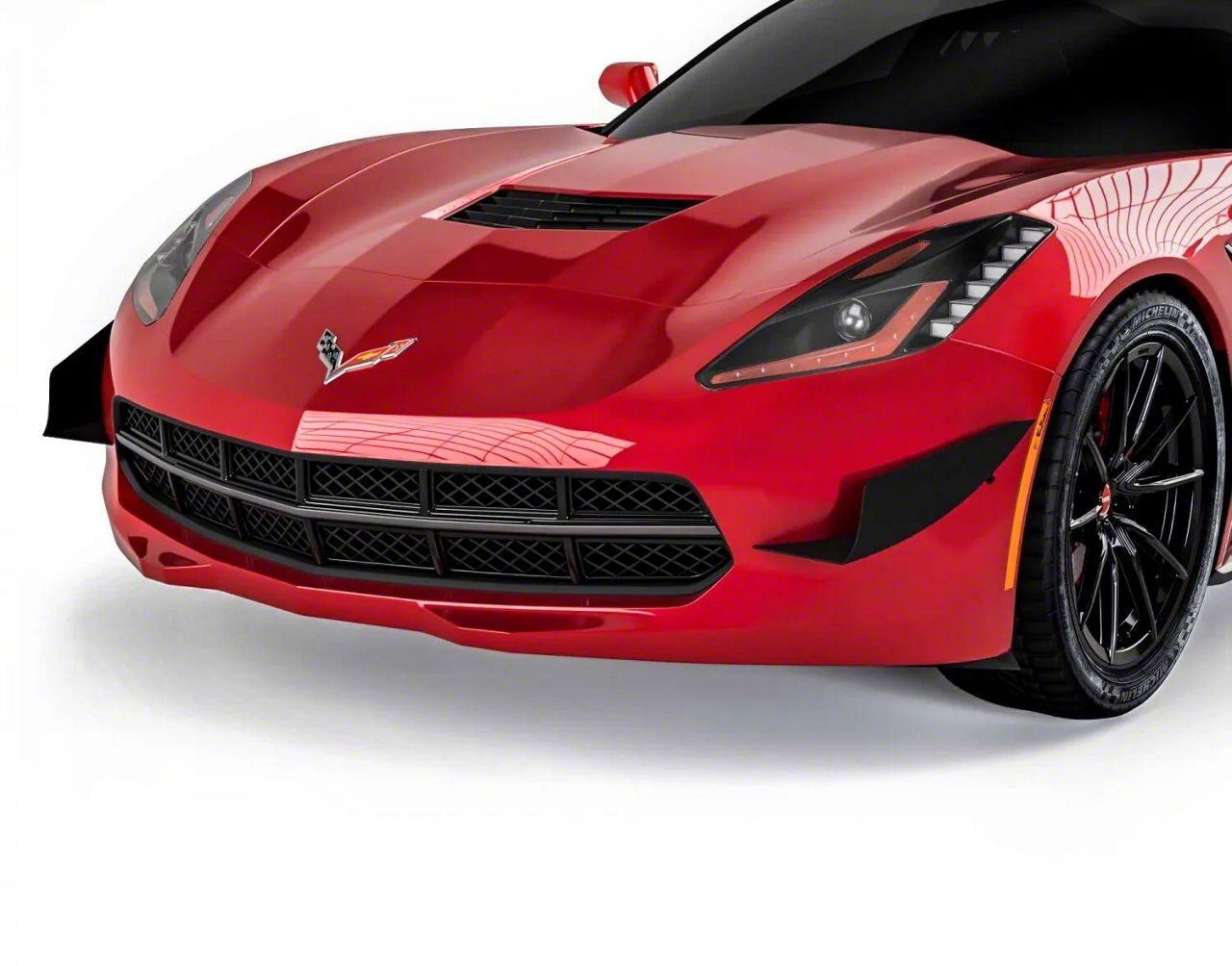 Corvette V3R Front Bumper Canards; Matte Black Vinyl (14-19 Corvette C7 ...