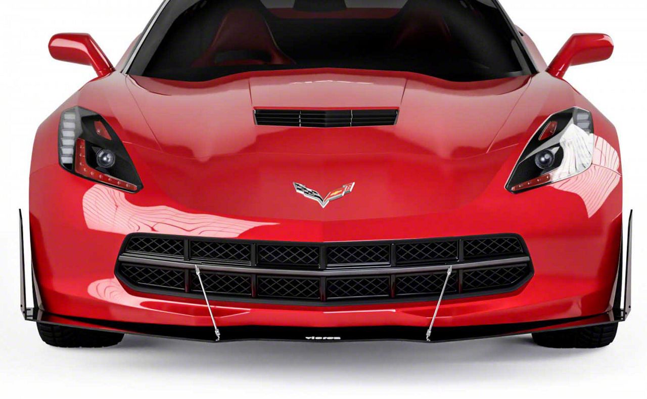 Corvette V3R Front Bumper Splitter; Carbon Flash Metallic Vinyl (14-19 ...