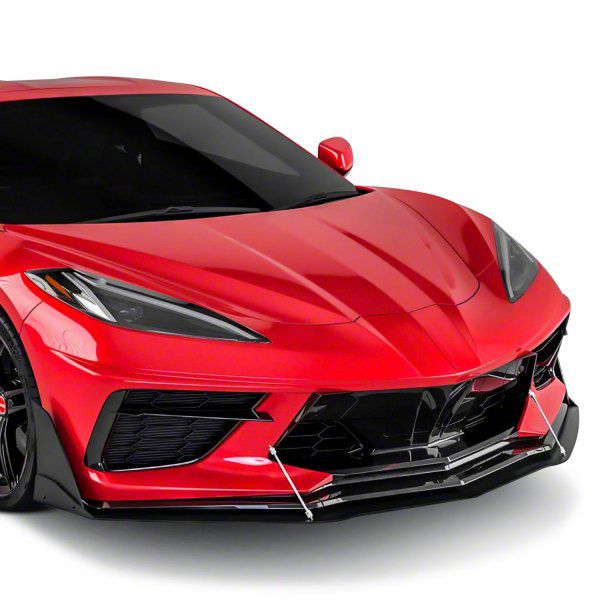 Corvette VZR1 Front Bumper Lip Splitter; Carbon Flash Metallic Vinyl ...