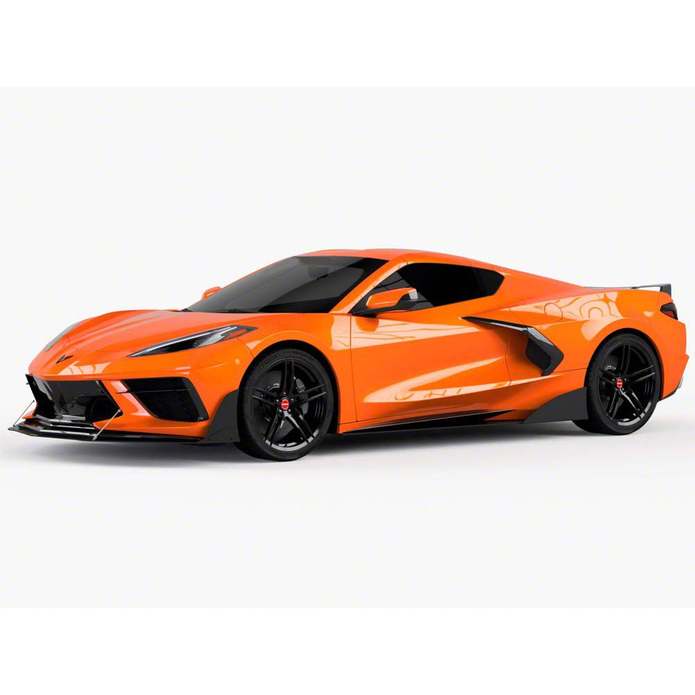 Corvette VZR1 Full Aero Splitter Package; Gloss Carbon Fiber Vinyl (20 ...