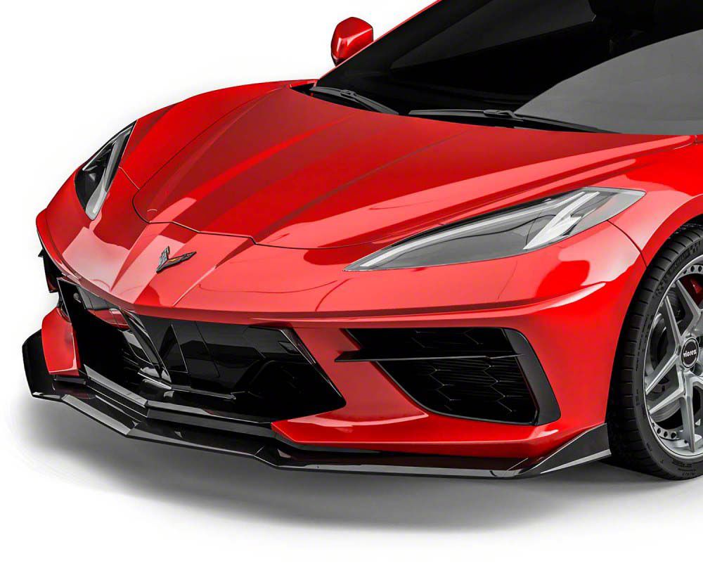 Corvette VZR1 Style Front Bumper Lip; Textured Black (20-25 Corvette C8 ...