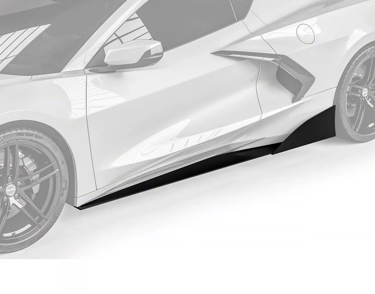 Corvette VZR1 Style Side Skirt Splitters; Carbon Flash Metallic Vinyl ...