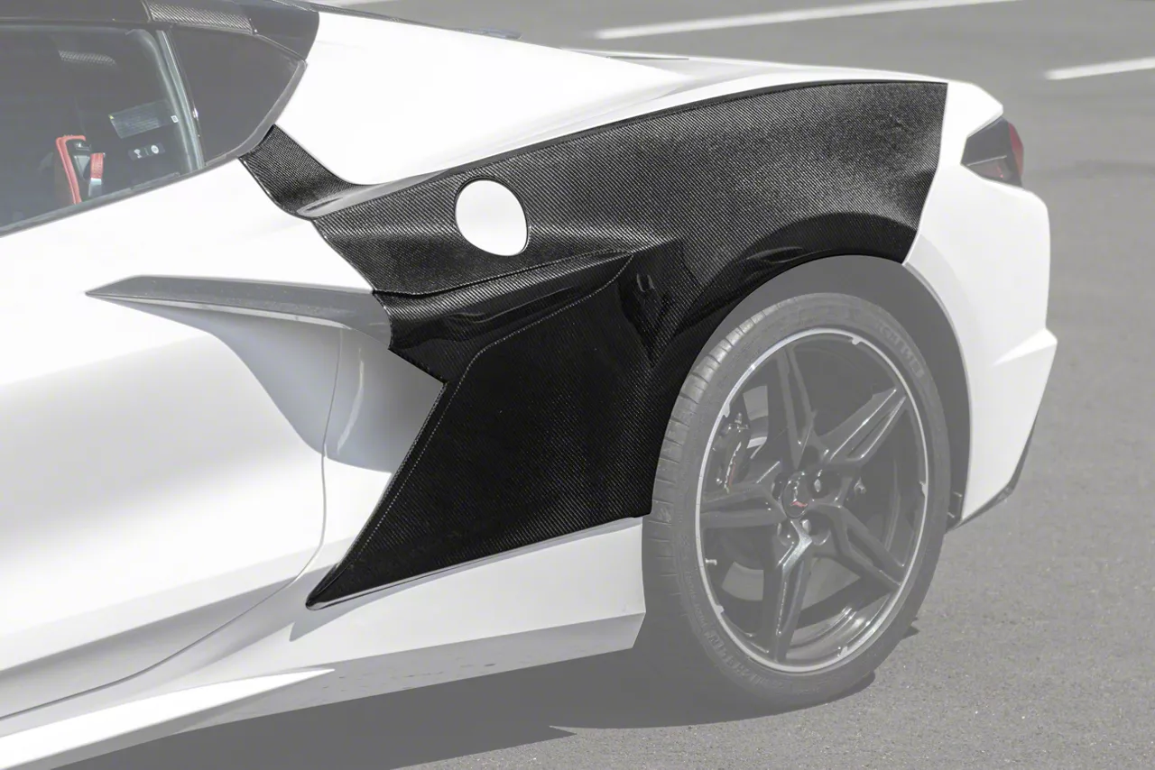 Corvette Z06 Package Rear Side Fenders; Primed Black (20-26 Corvette C8 ...