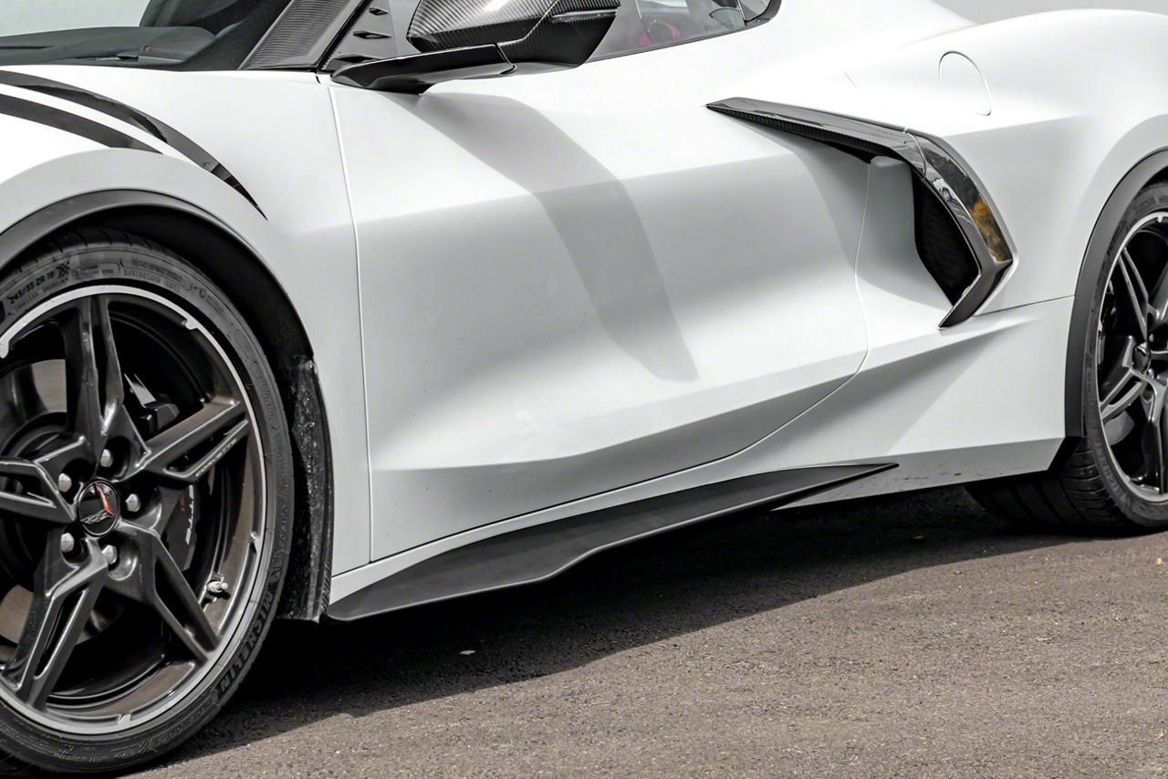 Corvette Z06 Package Side Skirt Rocker Panels; Matte Black (20-25 ...