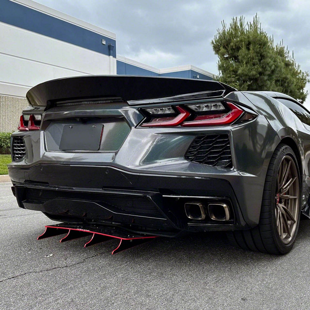 Corvette Zonari VR5 Rear Diffuser; Forged Carbon Fiber Vinyl (20-25 ...