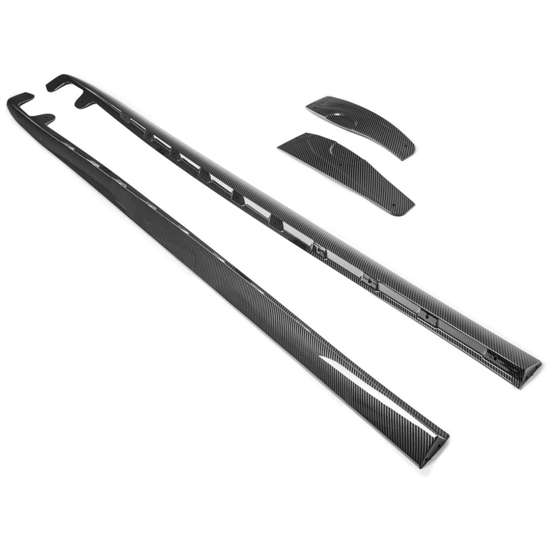 Corvette ZR1 Conversion Side Skirt Rocker Panels; Hydro-Dipped Carbon ...