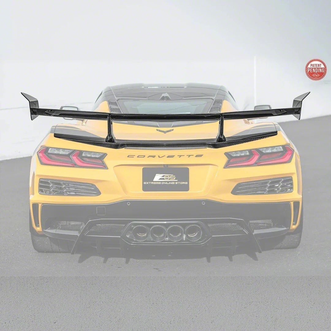 Corvette ZR1 Style Rear Spoiler with Under Panel; Carbon Fiber (23-26 ...