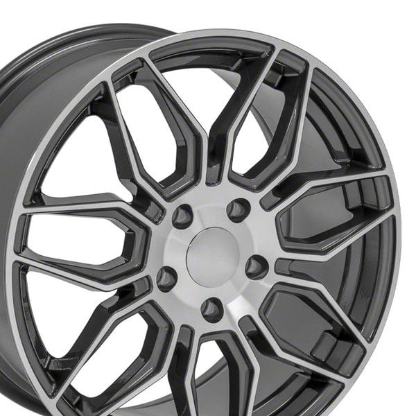 Corvette CV03C Gunmetal Machined Wheel; Front Only; 18x8.5; 56mm Offset ...