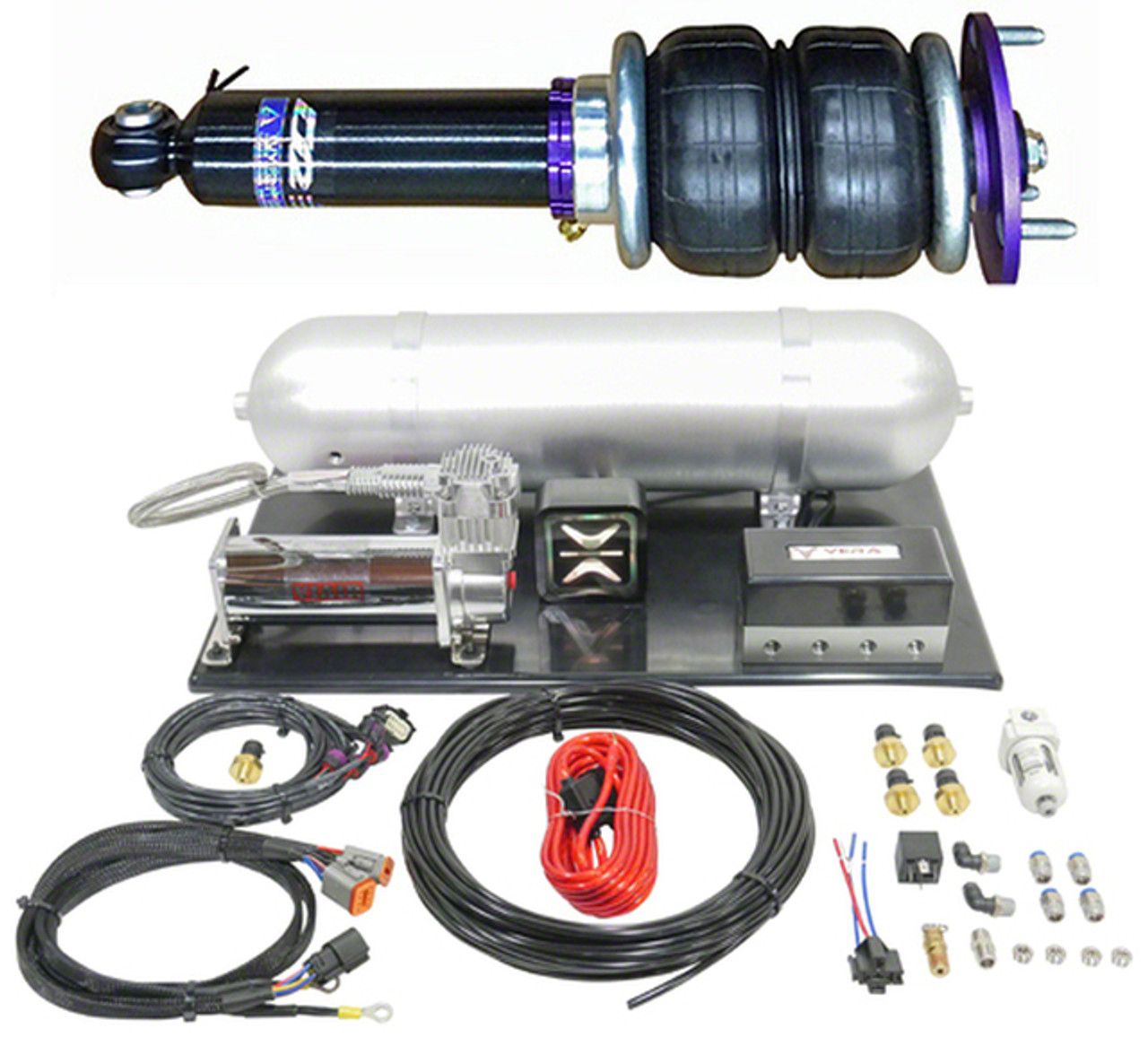 D2 Racing Mustang Air Struts with VERA AccuAir e+ Connect Pressure D-FO ...