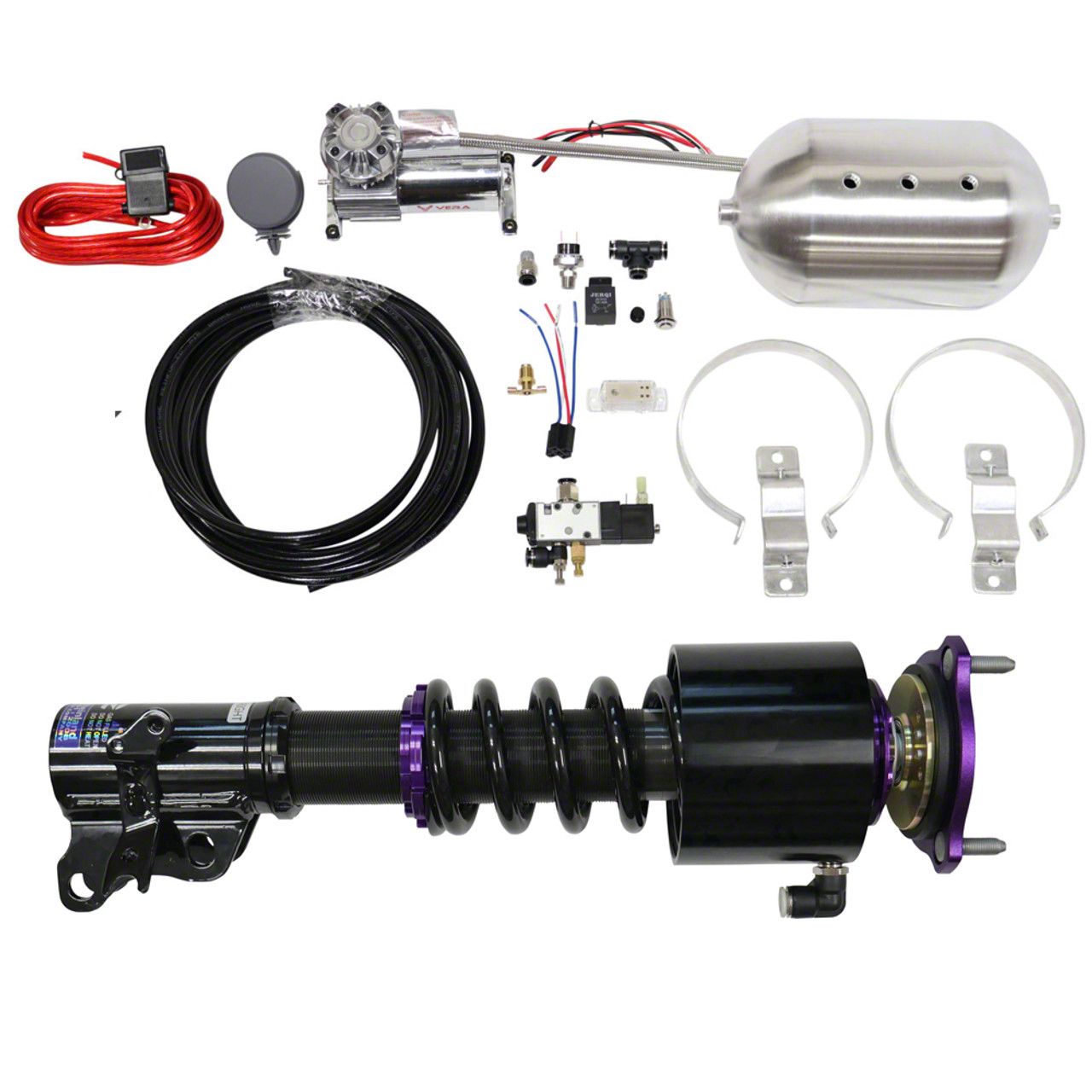 D2 Racing Mustang RS Series Coil-Over Kit with Front Air Cups and Gold ...