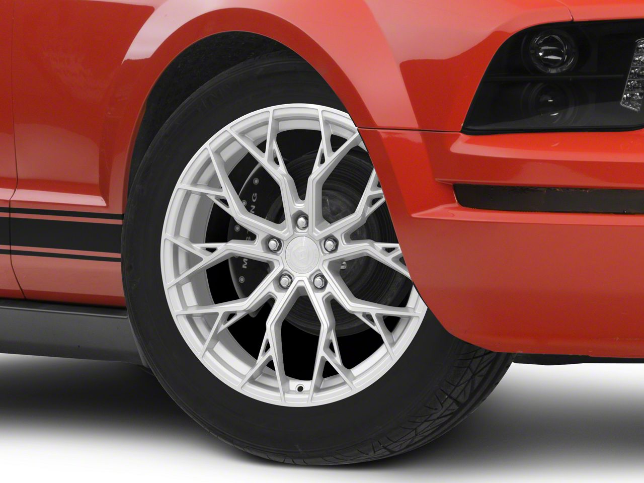 Dolce Performance Mustang Aria Gloss Silver Machined Face Wheel; 18x8.5 ...