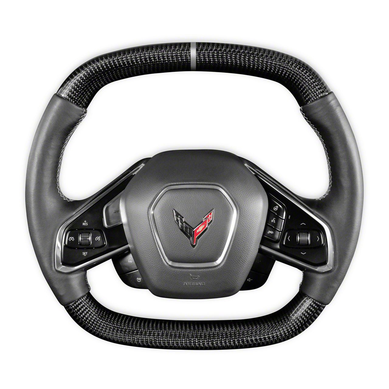 Corvette Steering Wheel; Carbon Fiber with Leather Grips (20-26 ...