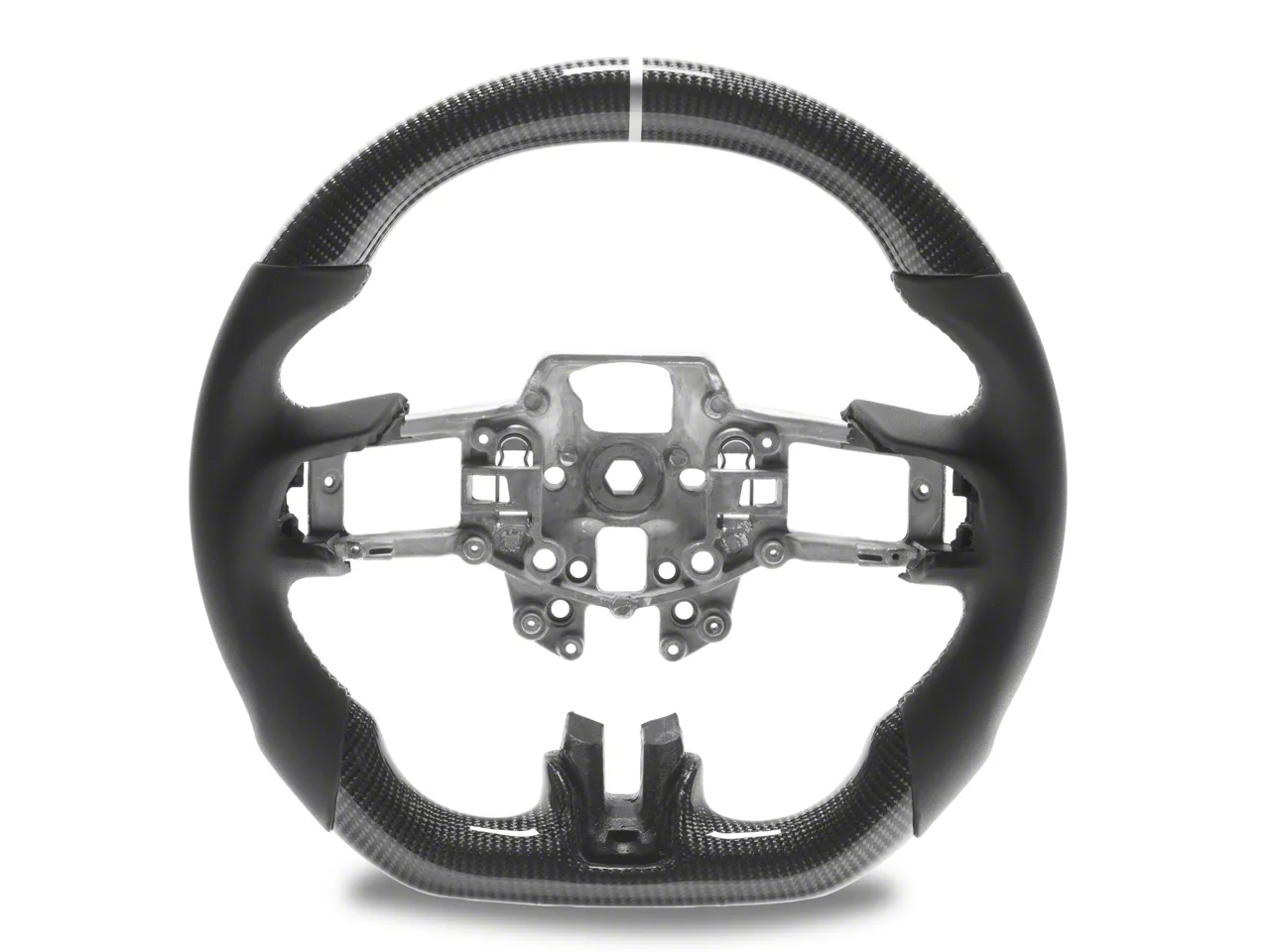 Mustang Steering Wheel; Carbon Fiber with Leather Grips (15-17 Mustang ...
