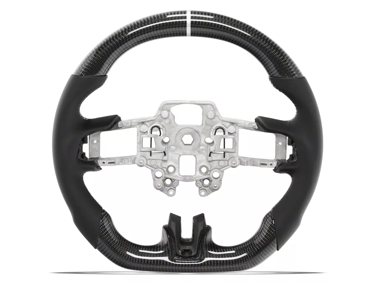 Mustang Steering Wheel; Carbon Fiber with Leather Grips (18-23 Mustang ...