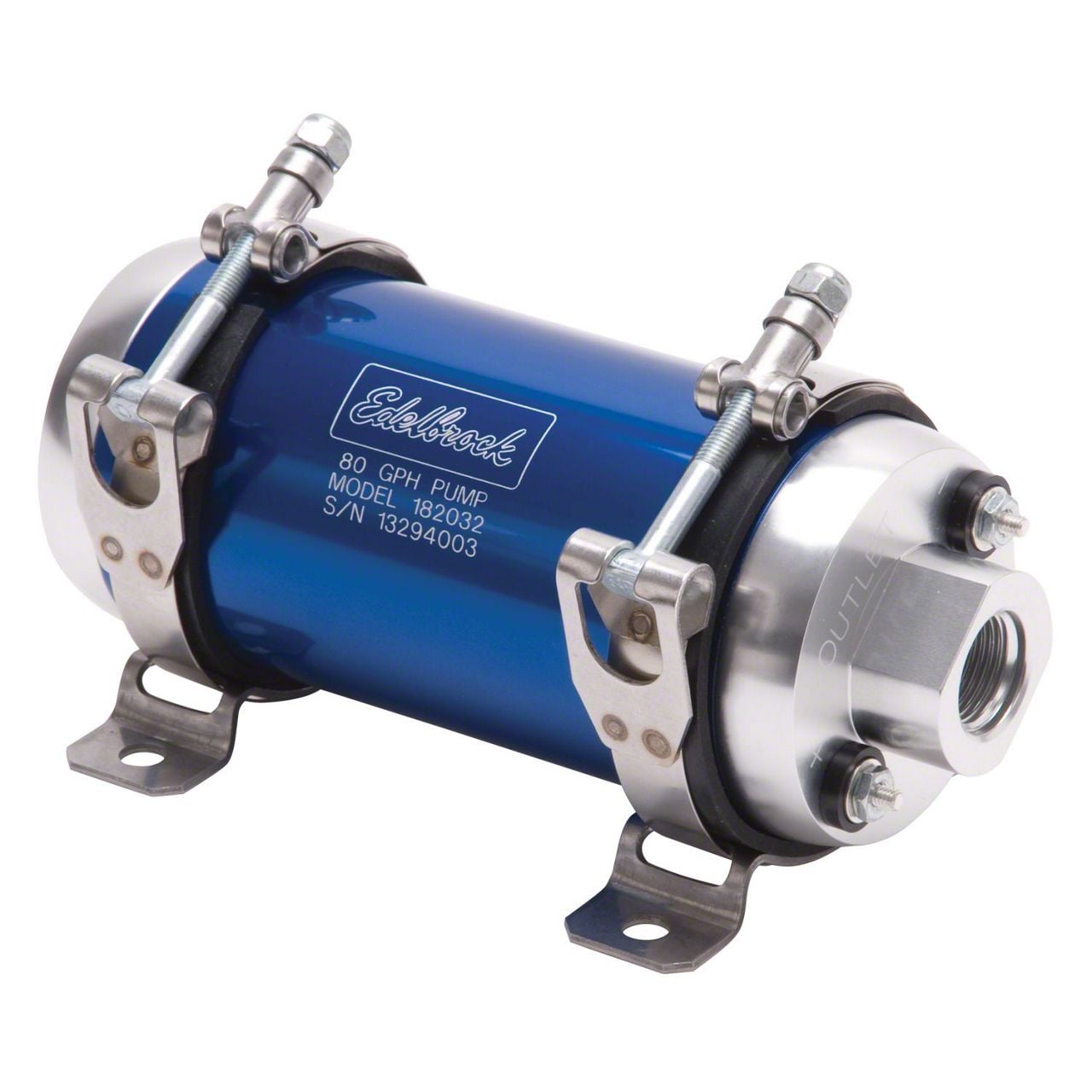 Edelbrock Mustang In-Line Blue Electric Fuel Pump; 80 GPH 182032 ...