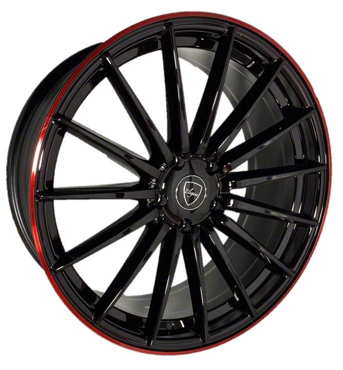 Elegant Camaro E007 Gloss Black with Candy Red Outline Wheel; 20x8.5 ...