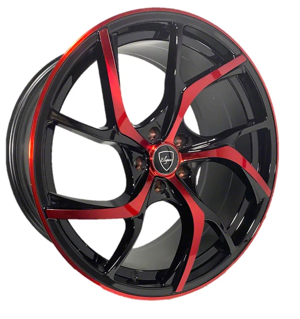 Elegant Mustang E008 Gloss Black Candy Red Face Wheel; 20x8.5; 35mm ...