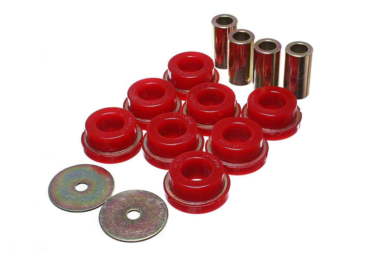 Mustang Rear Subframe Bushings; Red (15-26 Mustang, Excluding GT350 ...