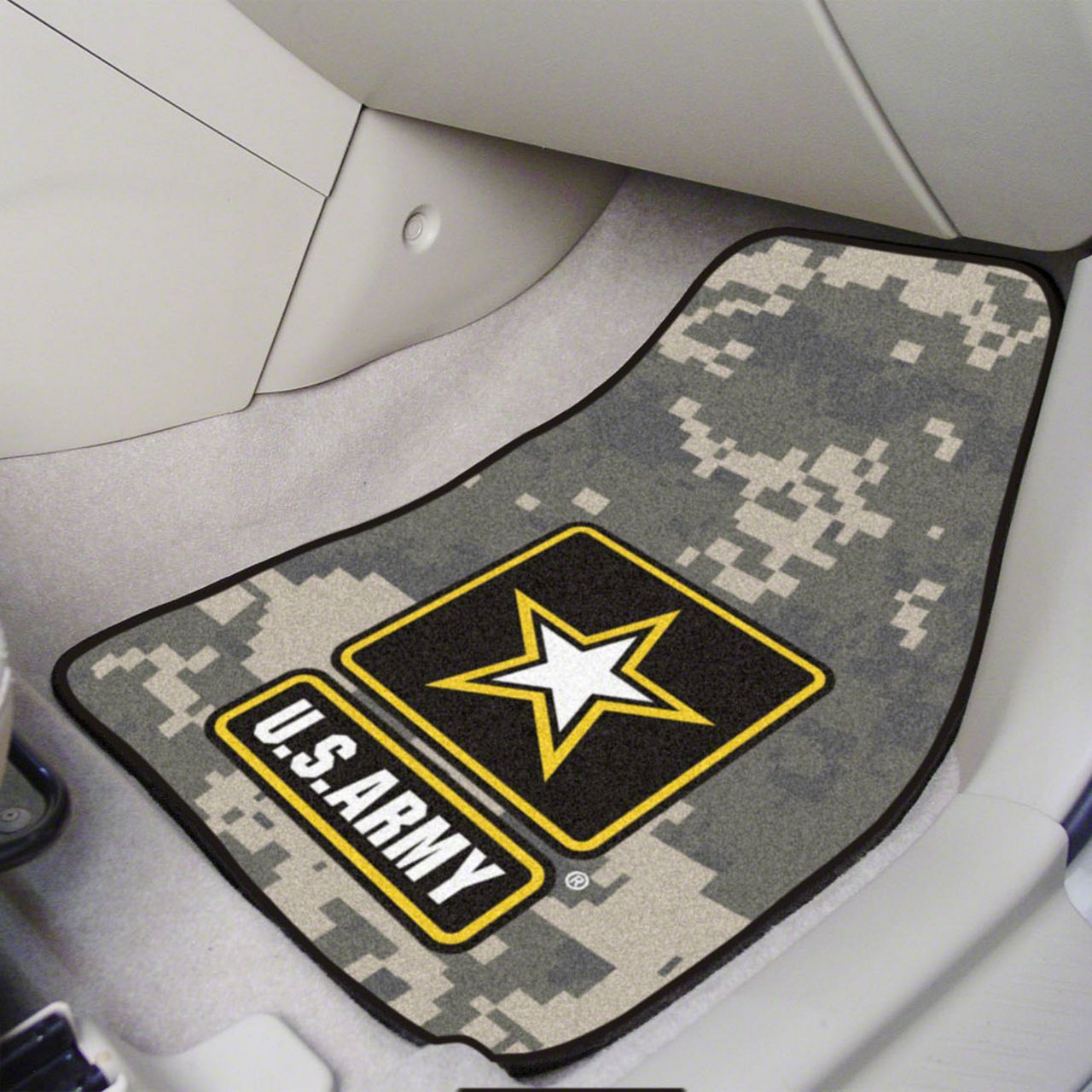 Camaro Carpet Front Floor Mats with U.S. Army Logo; Gray (Universal ...