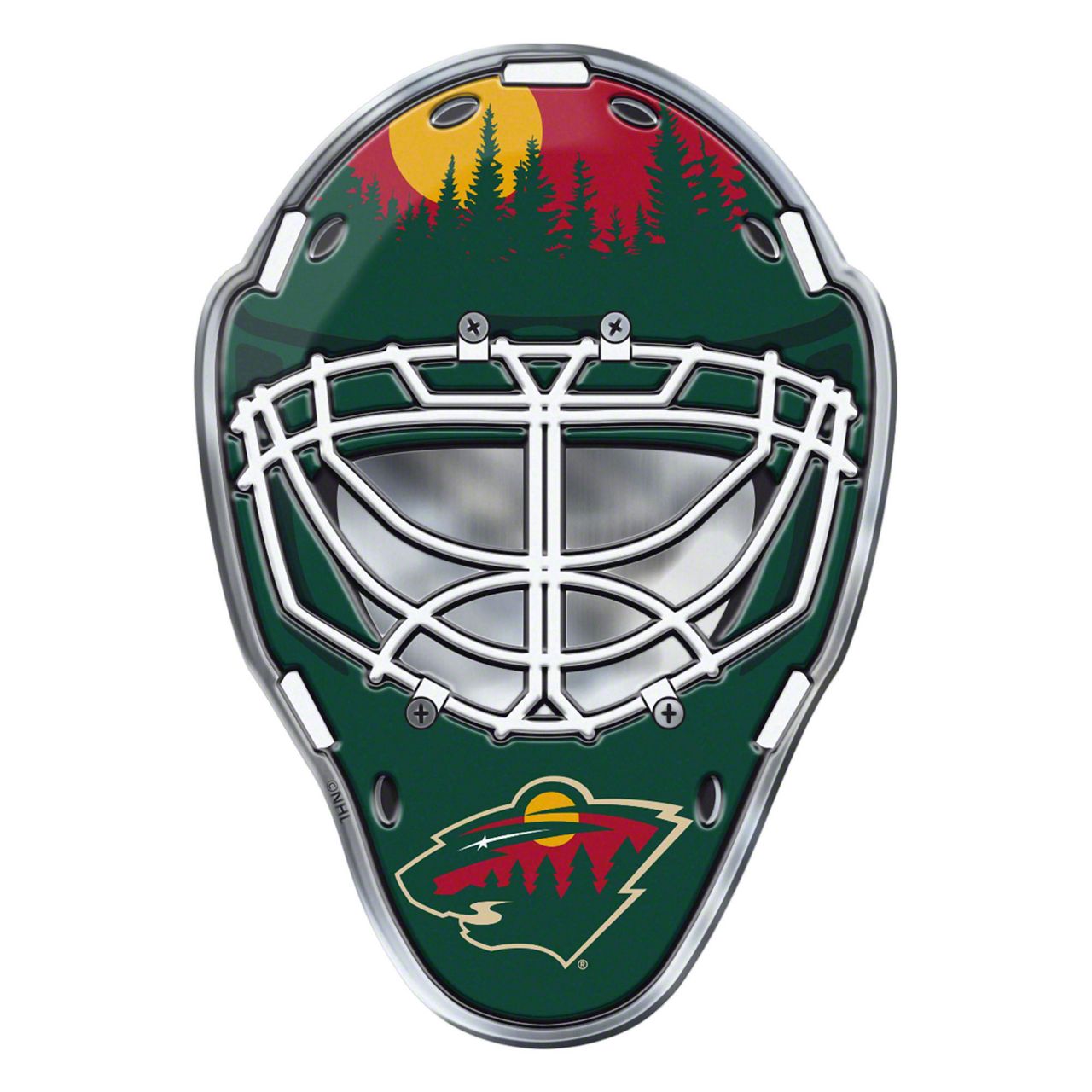 Camaro Minnesota Wild Embossed Helmet Emblem; Green, Red and Yellow ...