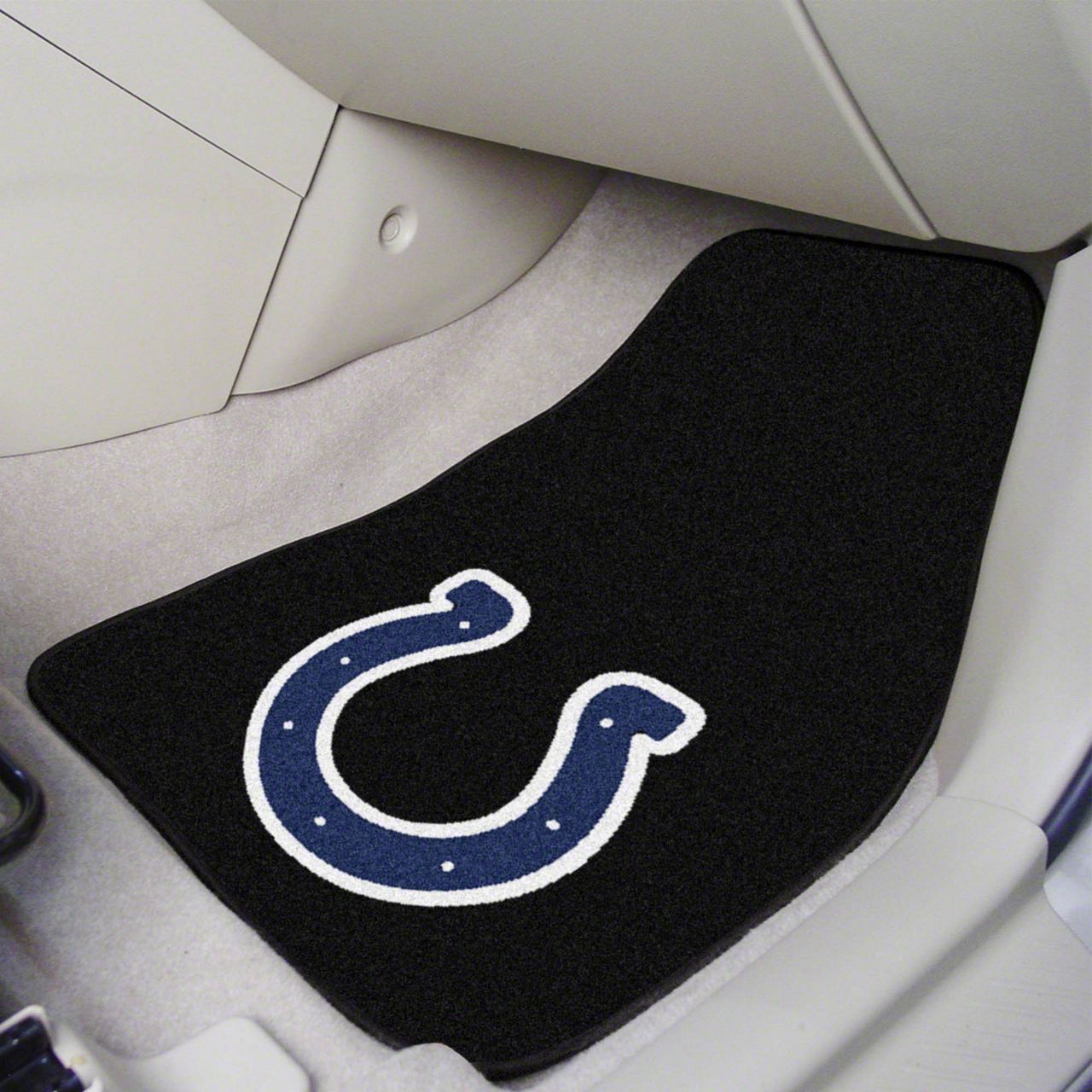 Challenger Carpet Front Floor Mats with Indianapolis Colts Logo; Blue ...