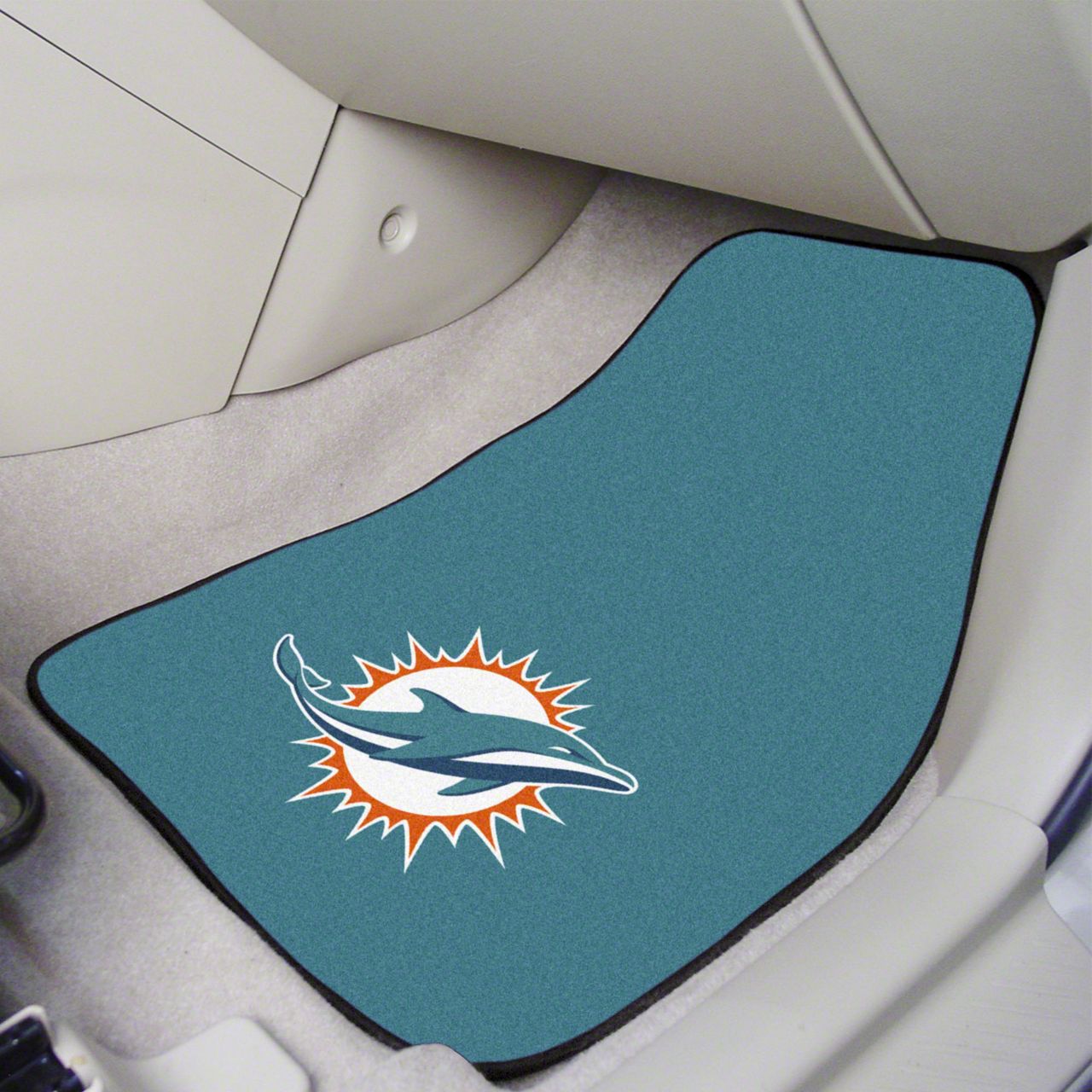 Challenger Carpet Front Floor Mats with Miami Dolphins Logo; Aqua ...