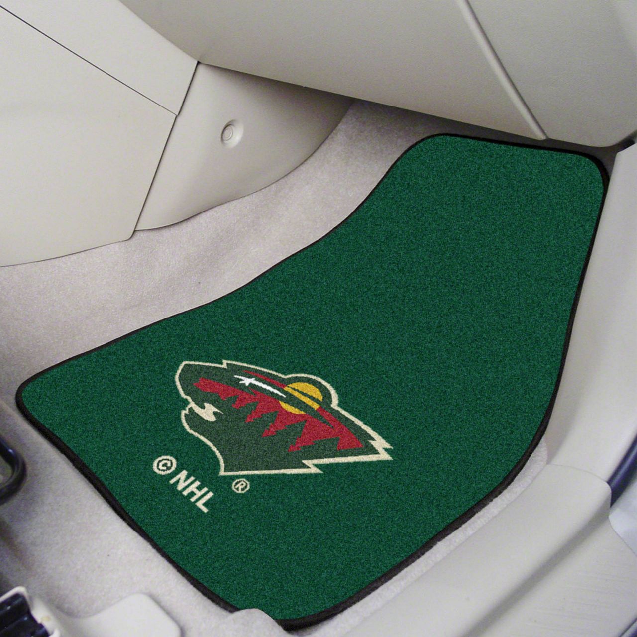 Challenger Carpet Front Floor Mats with Minnesota Wild Logo; Green ...